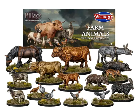 Victrix Pillage: Medieval Farm Animals (104) – Stronghold Terrain